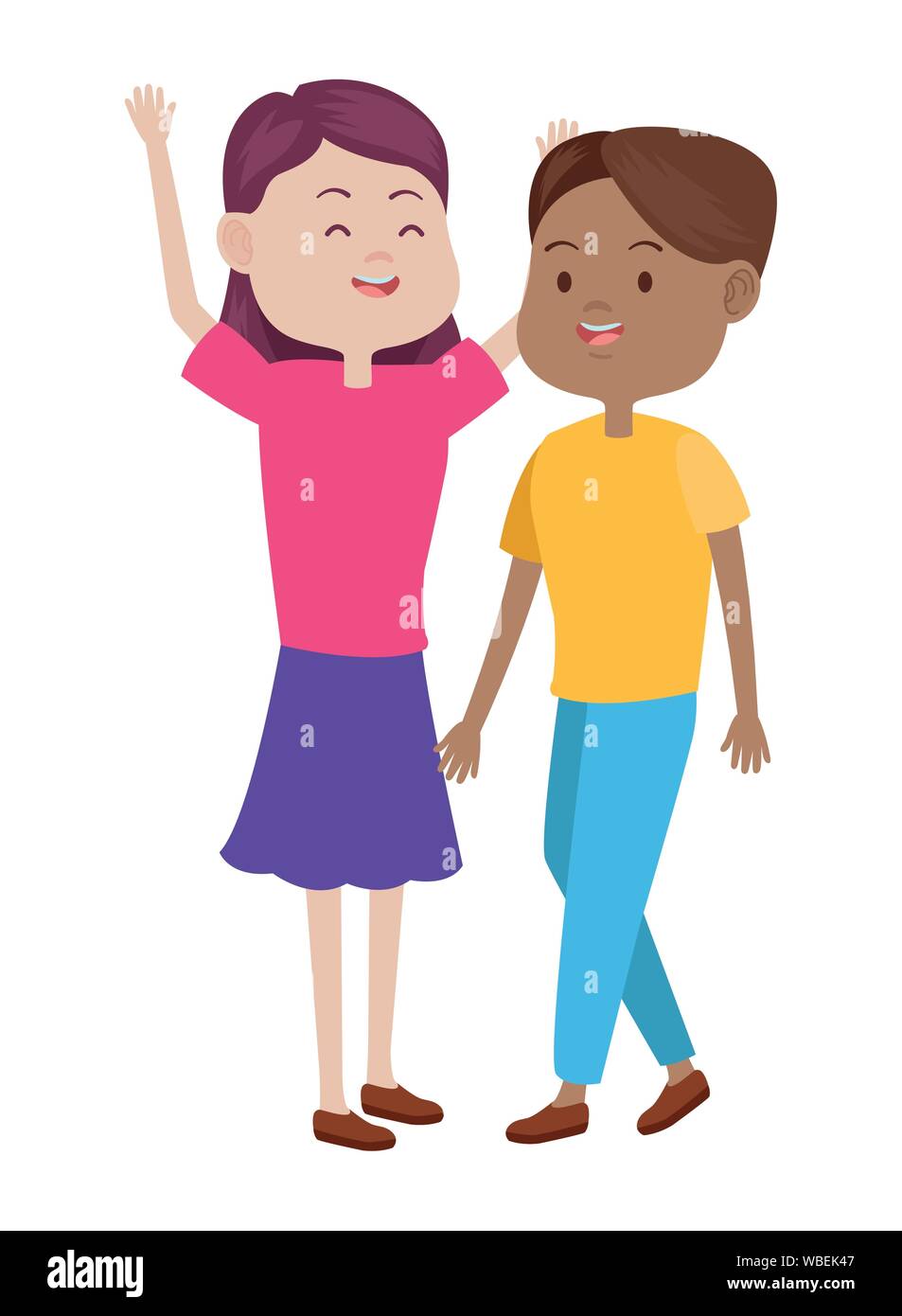 Teenagers friends smiling and greeting cartoons Stock Vector Image ...