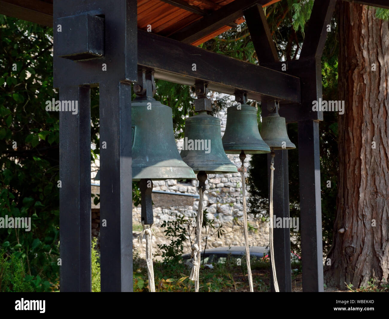 Bells in medieval monastery Manasija in Despotovac, Serbia Stock Photo ...
