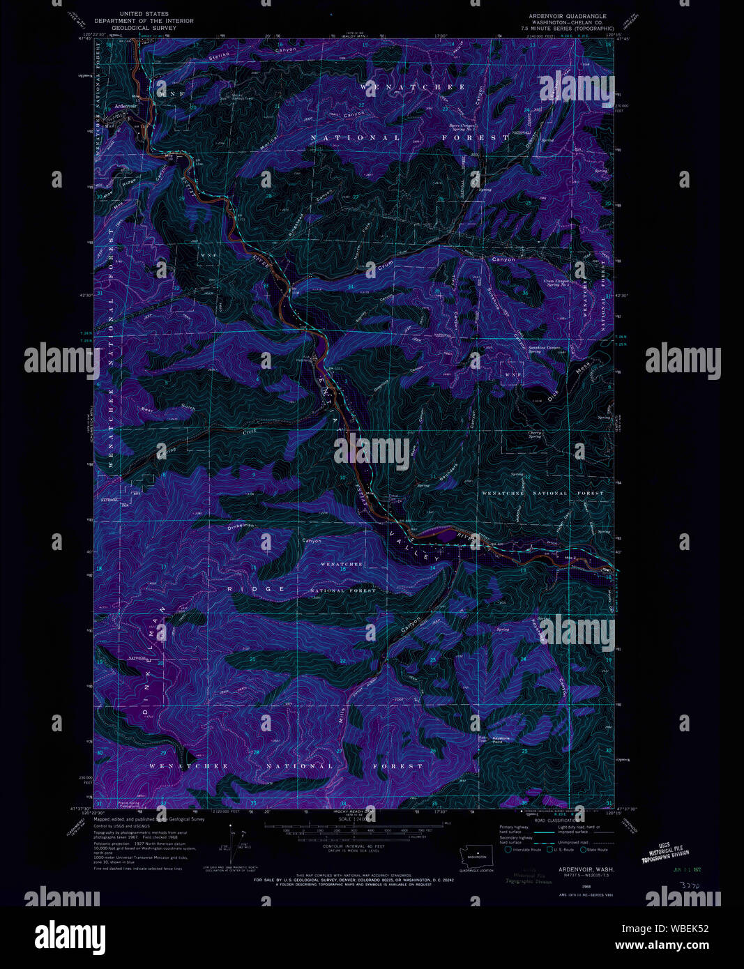 USGS Topo Map Washington State WA Ardenvoir 239844 1968 24000 Inverted ...