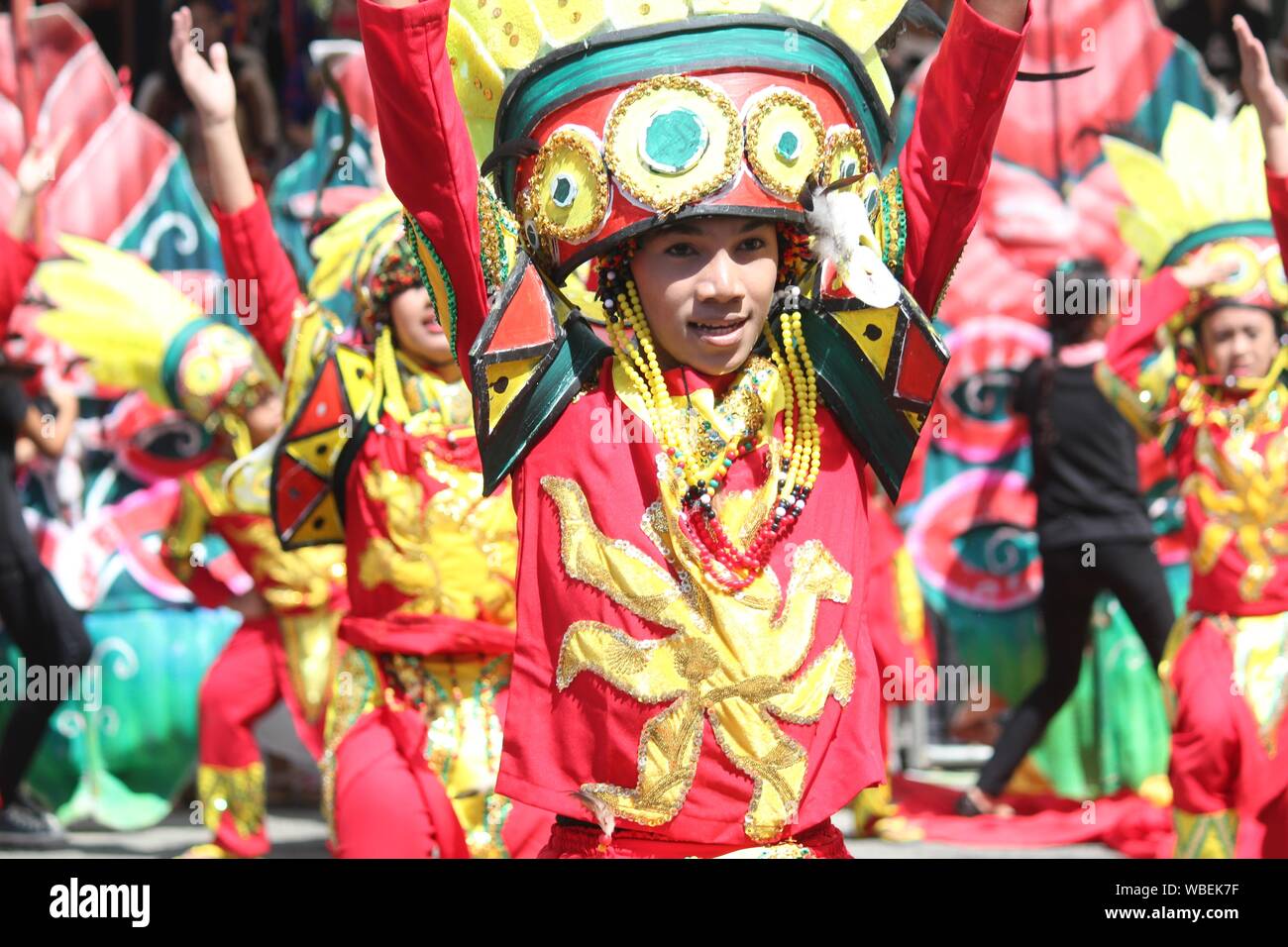 Davao City, Philippines-August 2014: Street dancers in colorful ...