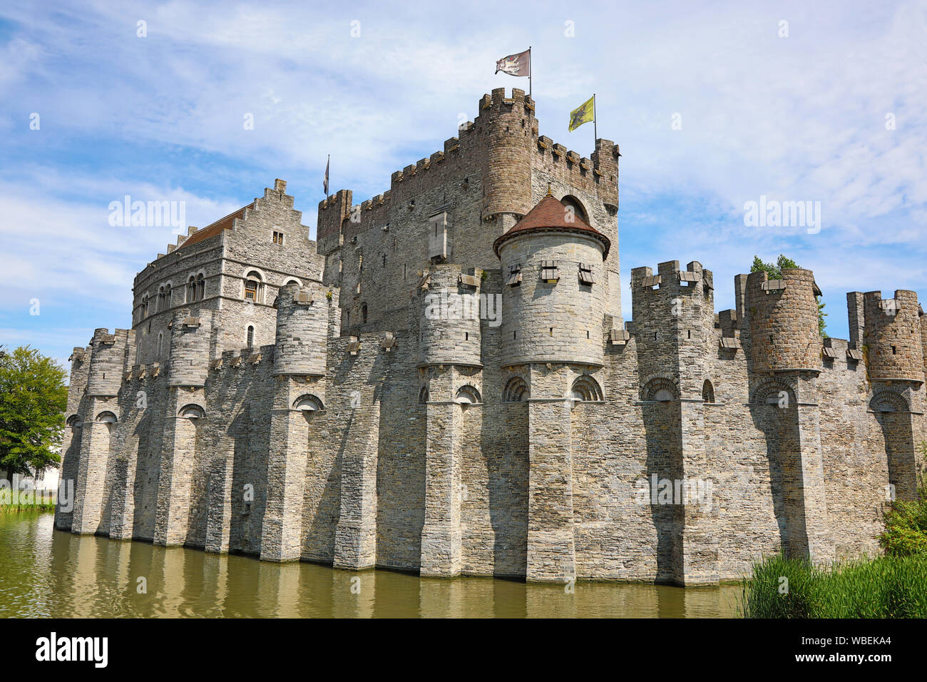 Gravensteen medieval castle and moat, Ghent, Belgium Stock Photo - Alamy