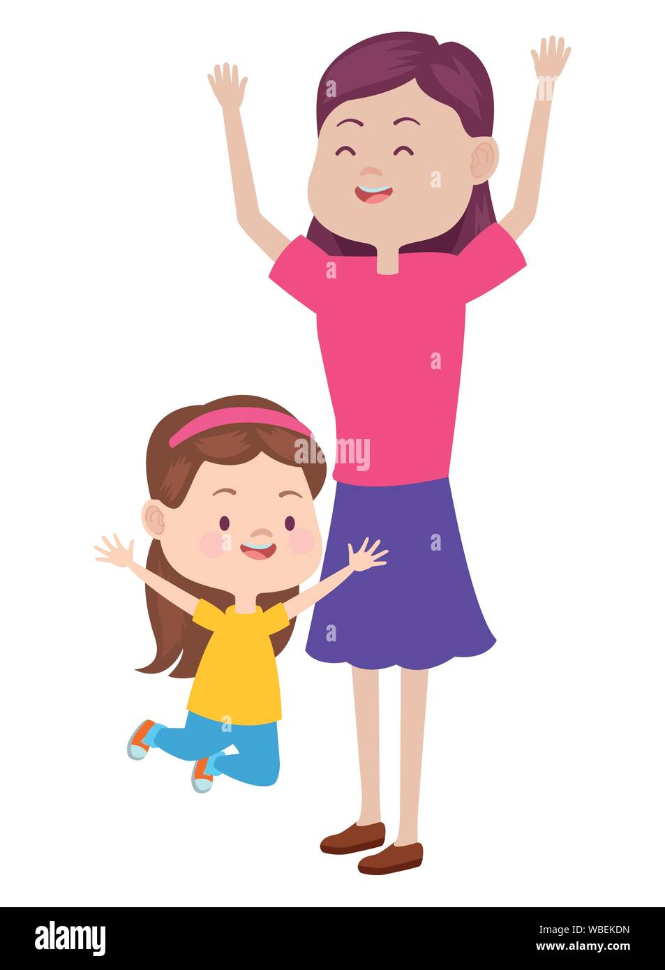 Family single mother with children cartoon Stock Vector Image & Art - Alamy