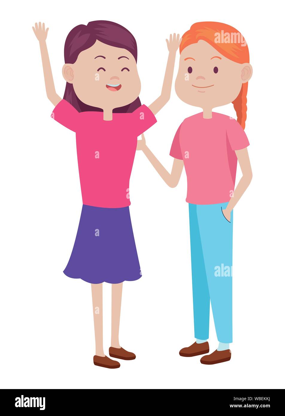 Teenagers friends smiling and greeting cartoons Stock Vector Image ...