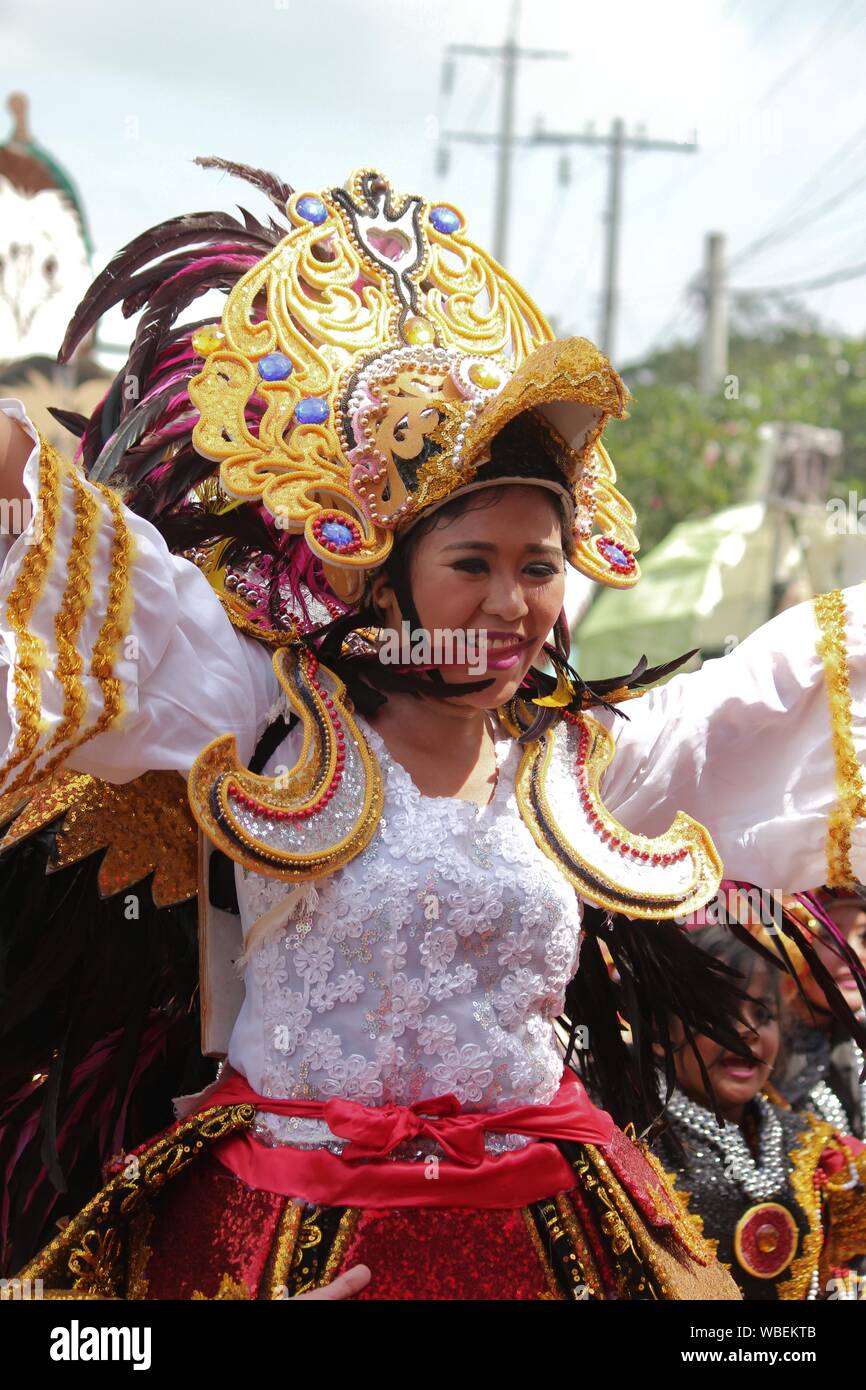 Davao City, Philippines-August 2014: Medium close up of a street dancer ...