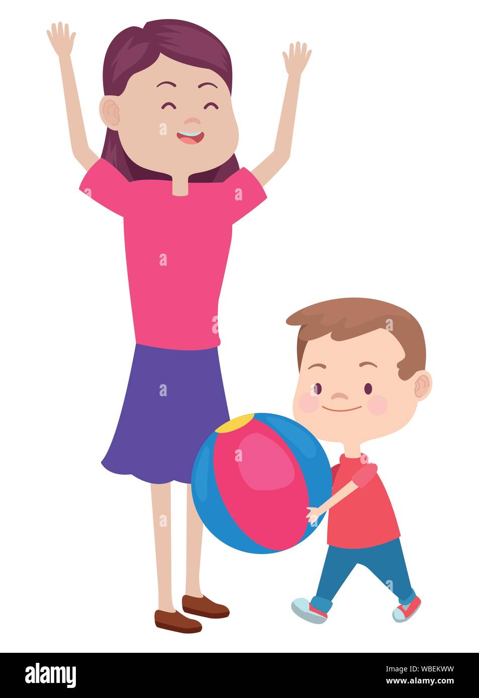 Family single mother with children cartoon Stock Vector Image & Art - Alamy