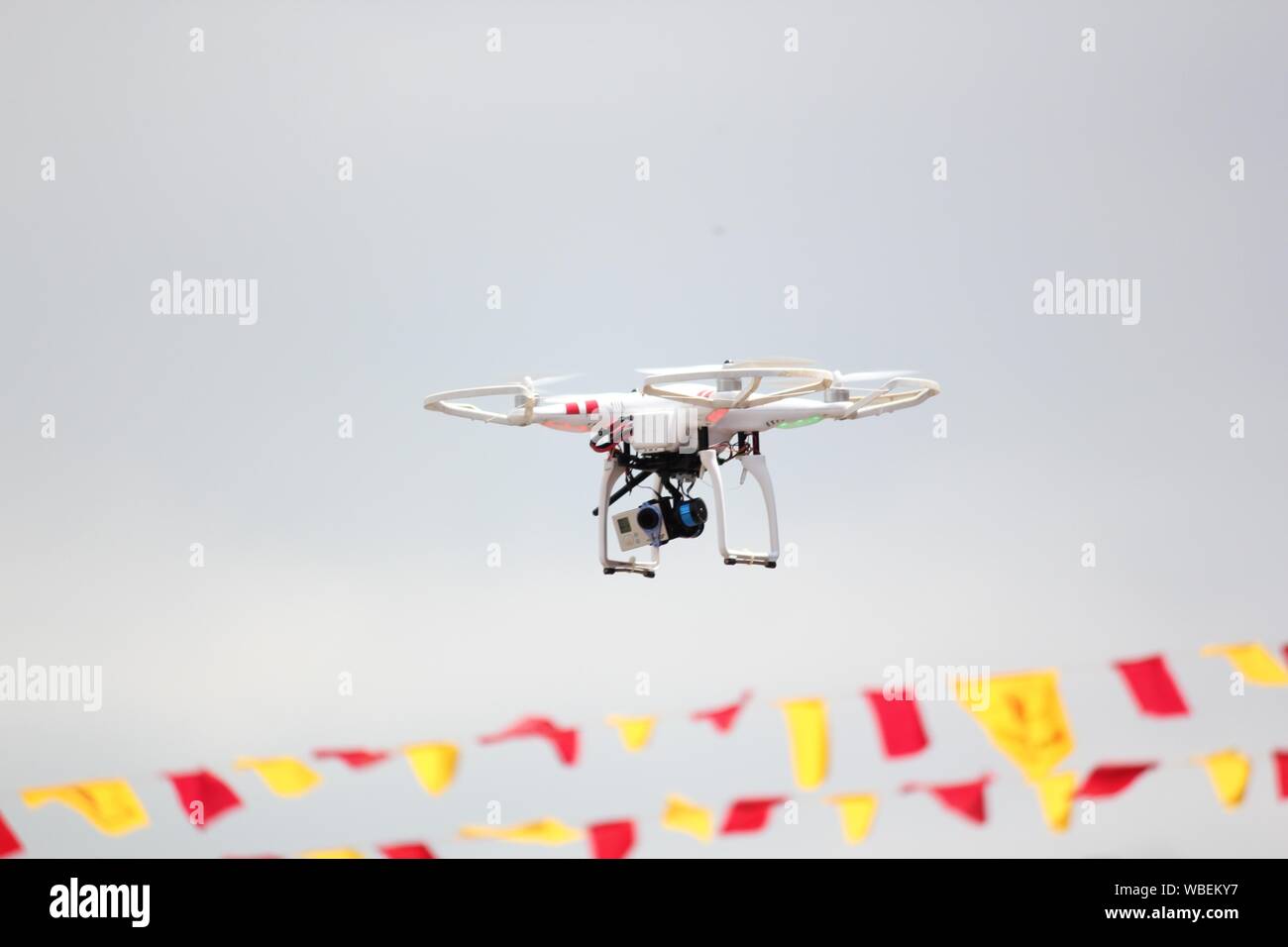 Davao City, Philippines-August 2014: Wide shot of a drone flying in the ...
