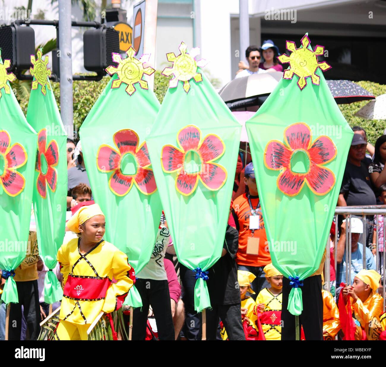 Davao City, Philippines-August 2014: Colorful props used in the street ...