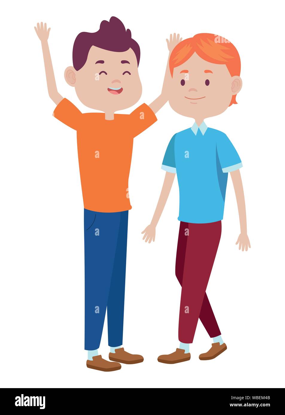 Teenagers friends smiling and greeting cartoons Stock Vector Image ...