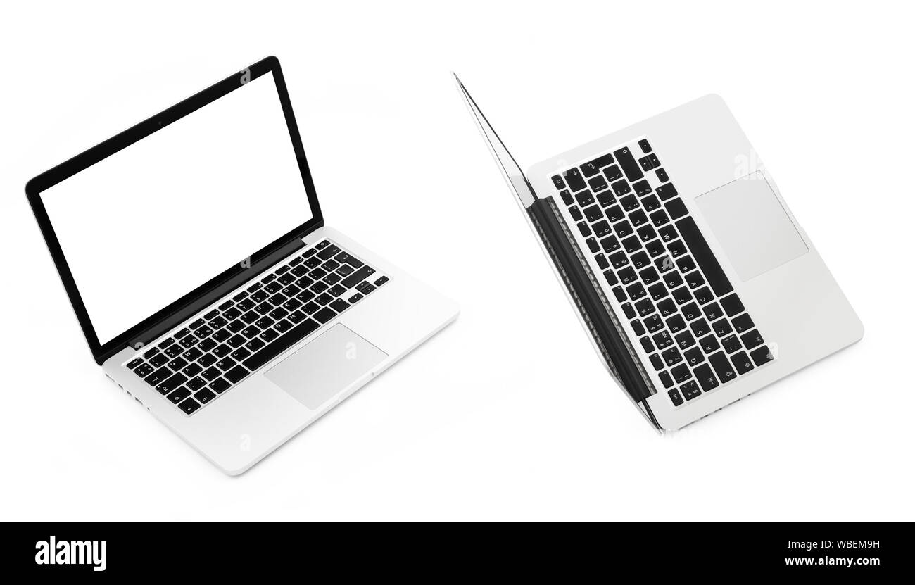 Laptop on white background isolated, close-up Stock Photo - Alamy