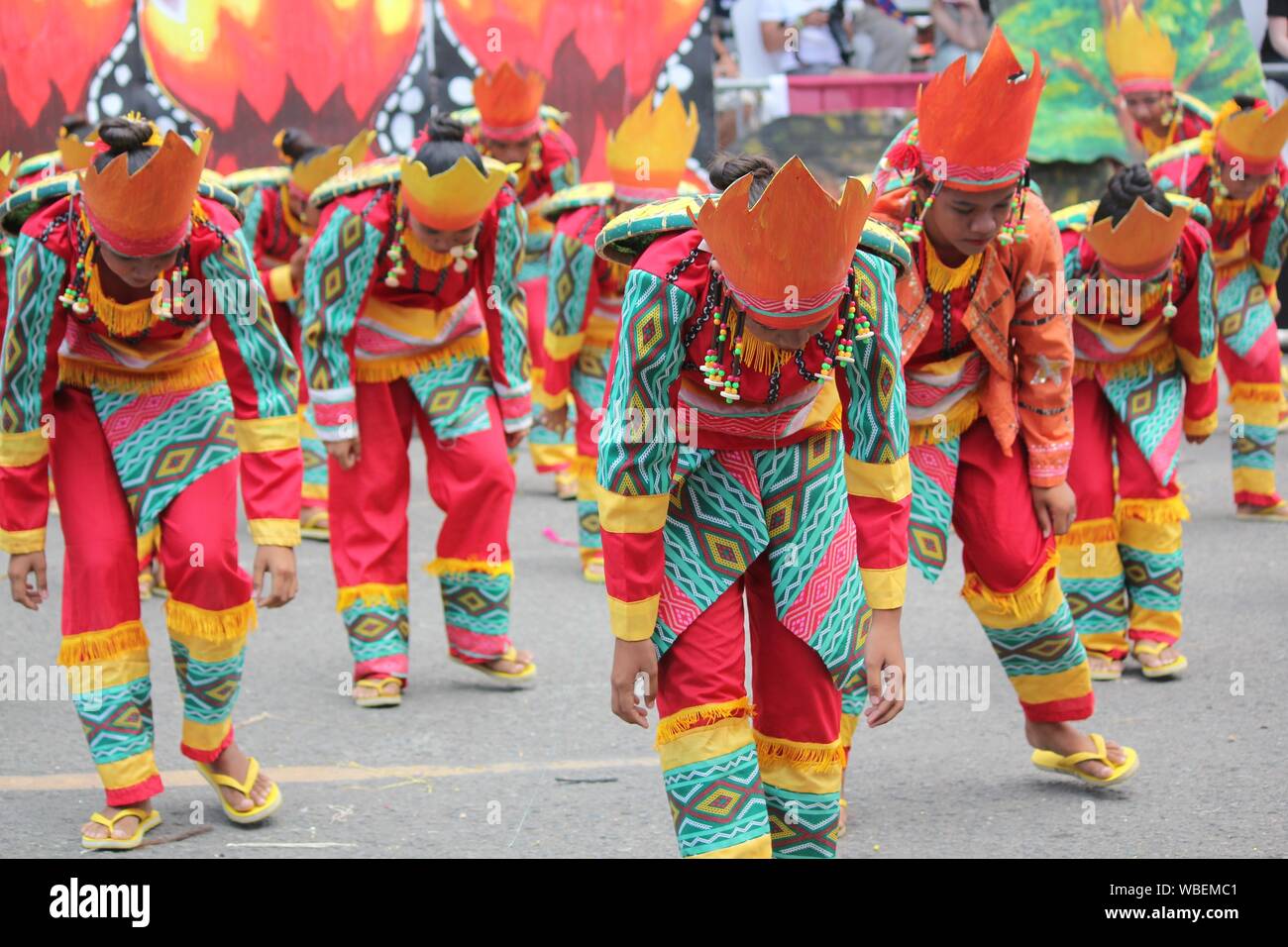 Davao City, Philippines-August 2014: Street dancers in colorful ...