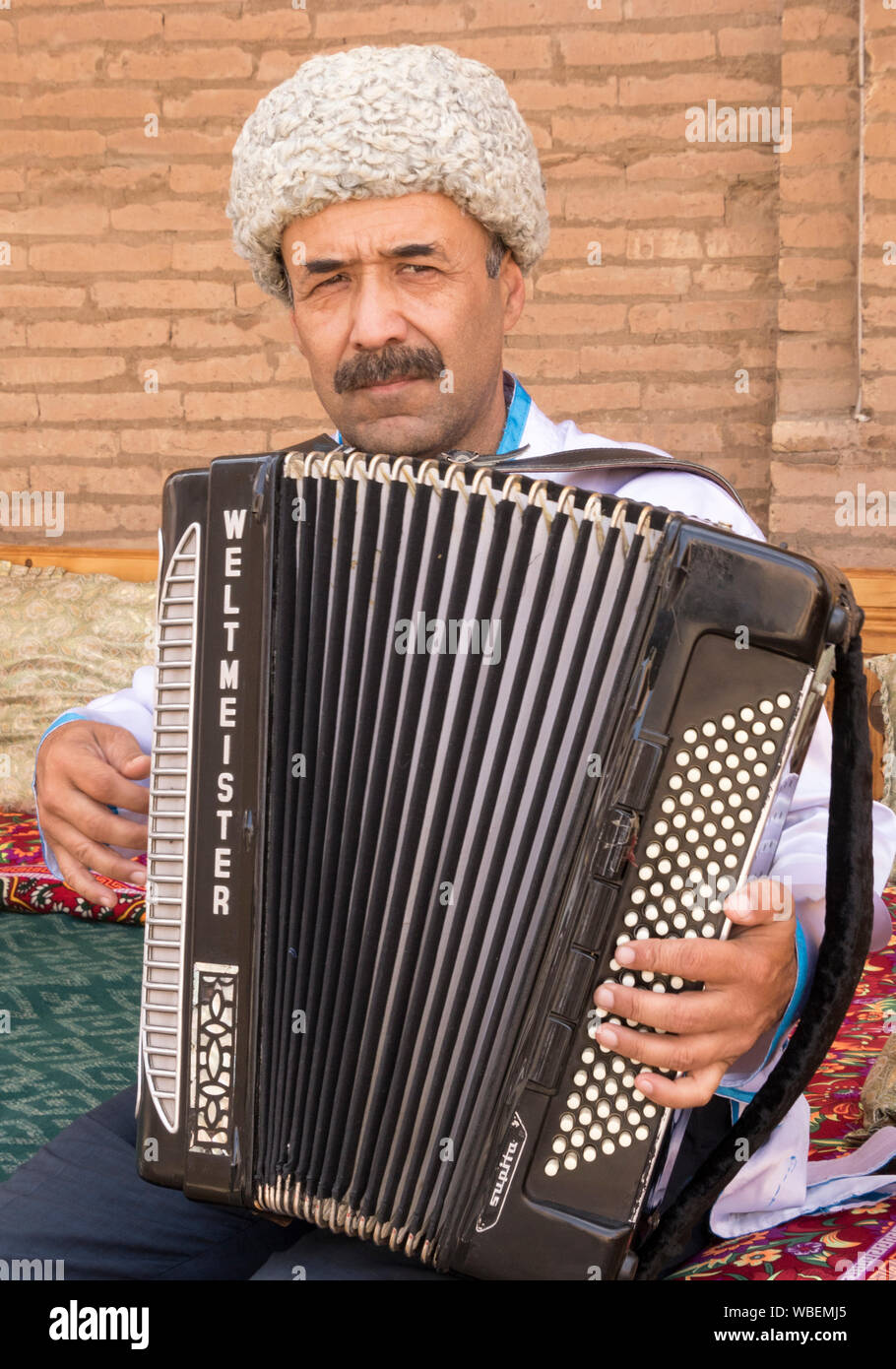 Khiva, Uzbekistan - May 23, 2017 - Man plays traditional Uzbekistan ...