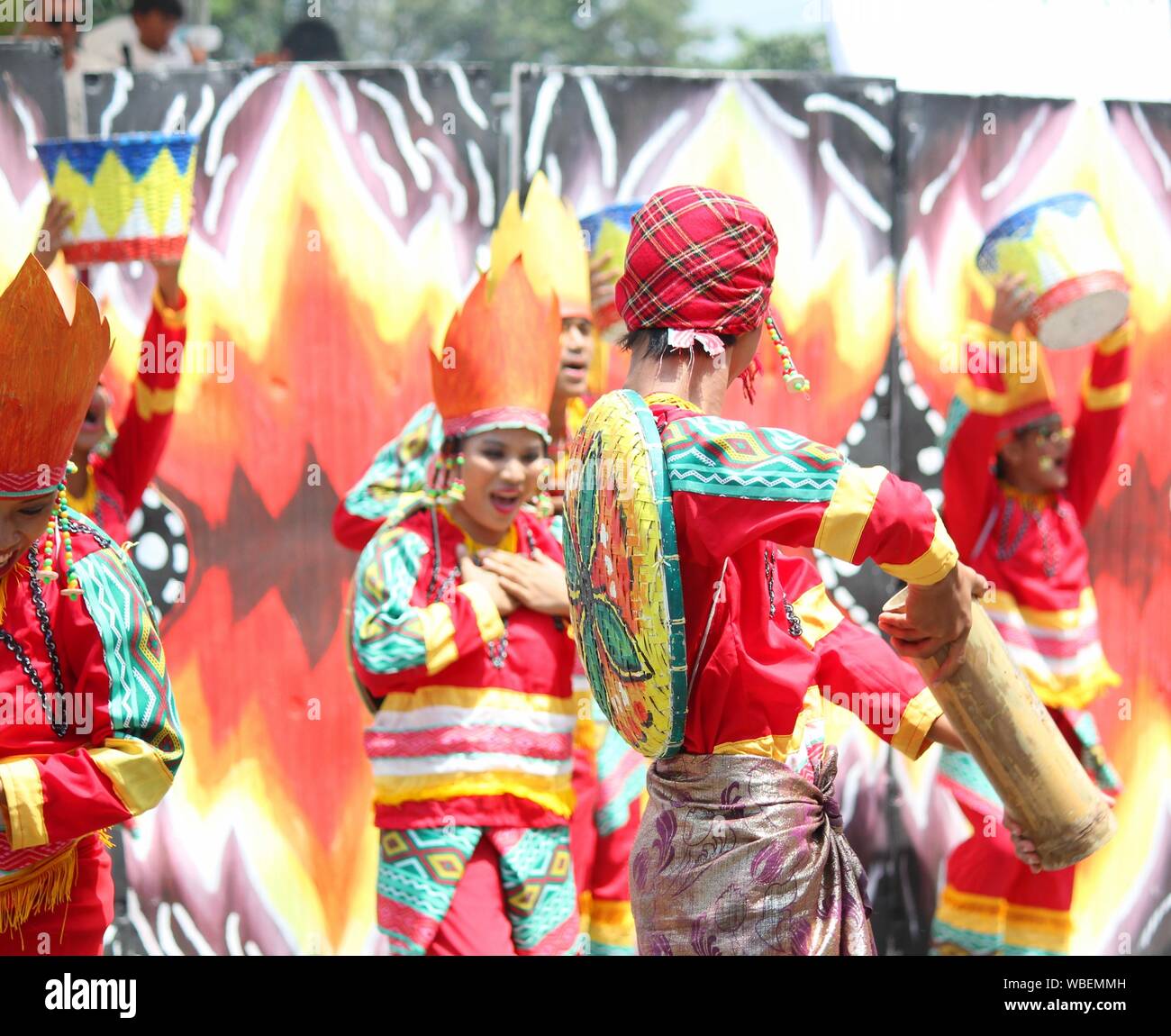 Davao City, Philippines-August 2014: Street dancers in colorful ...