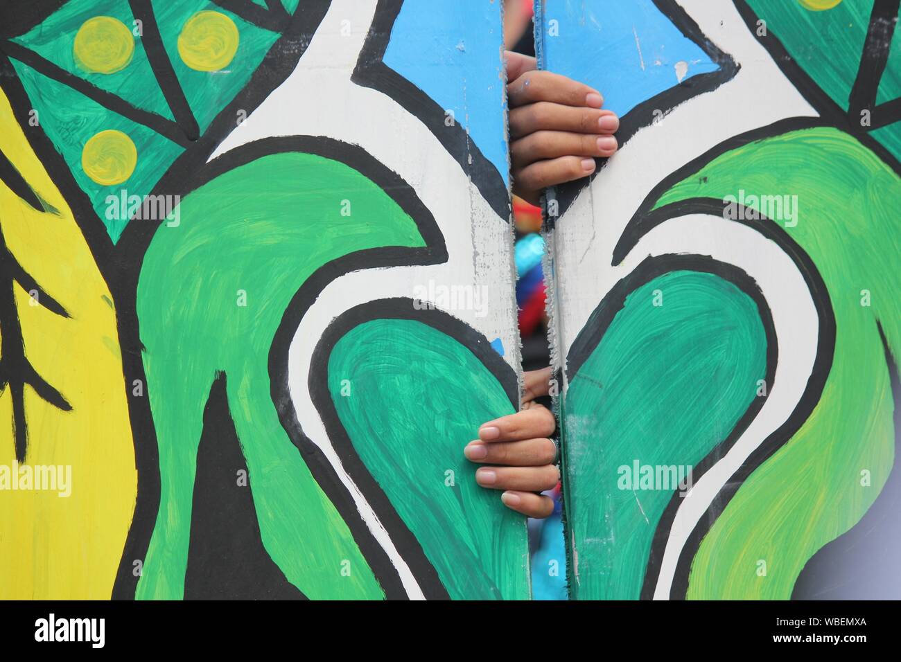 Davao City, Philippines-August 2014: Close up of painted props with ...