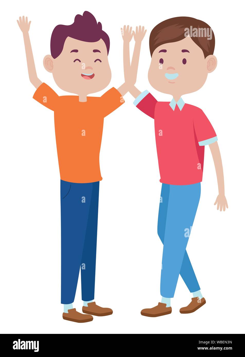 Teenagers friends smiling and greeting cartoons Stock Vector Image ...