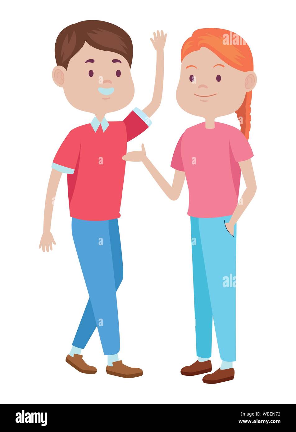 Teenagers friends smiling and greeting cartoons Stock Vector Image ...