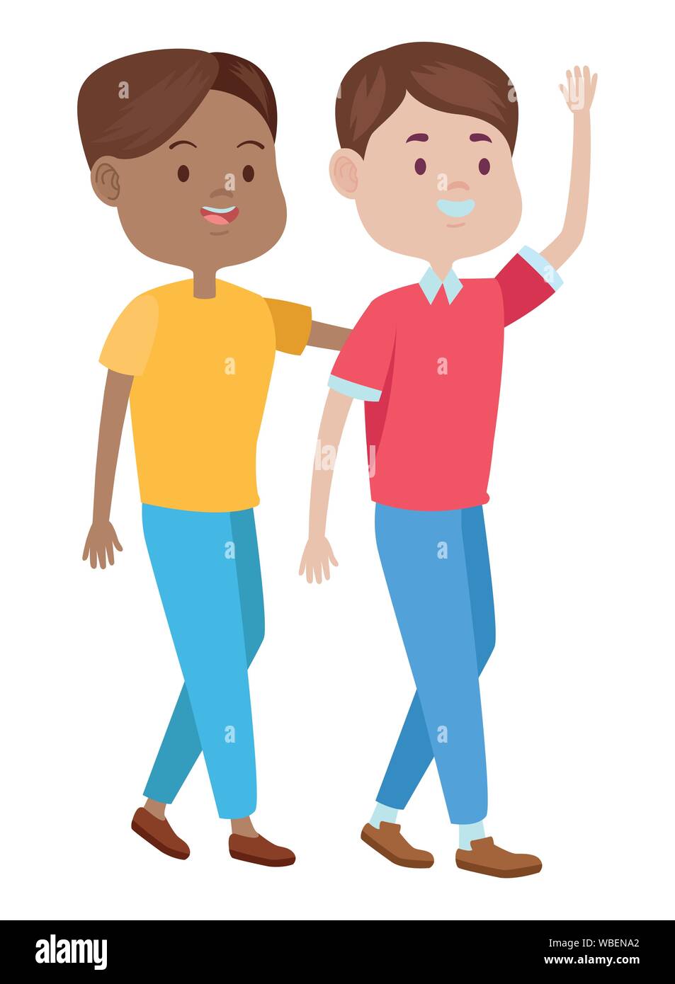 Teenagers friends smiling and greeting cartoons Stock Vector Image ...