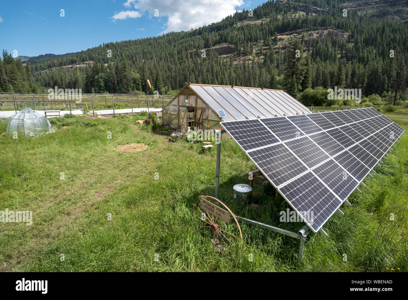 Solar energy panels and greenhouse at the Minam River Lodge in Oregon's ...