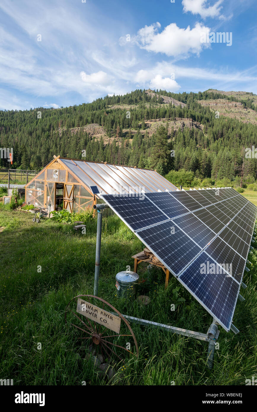 Solar energy panels and greenhouse at the Minam River Lodge in Oregon's ...