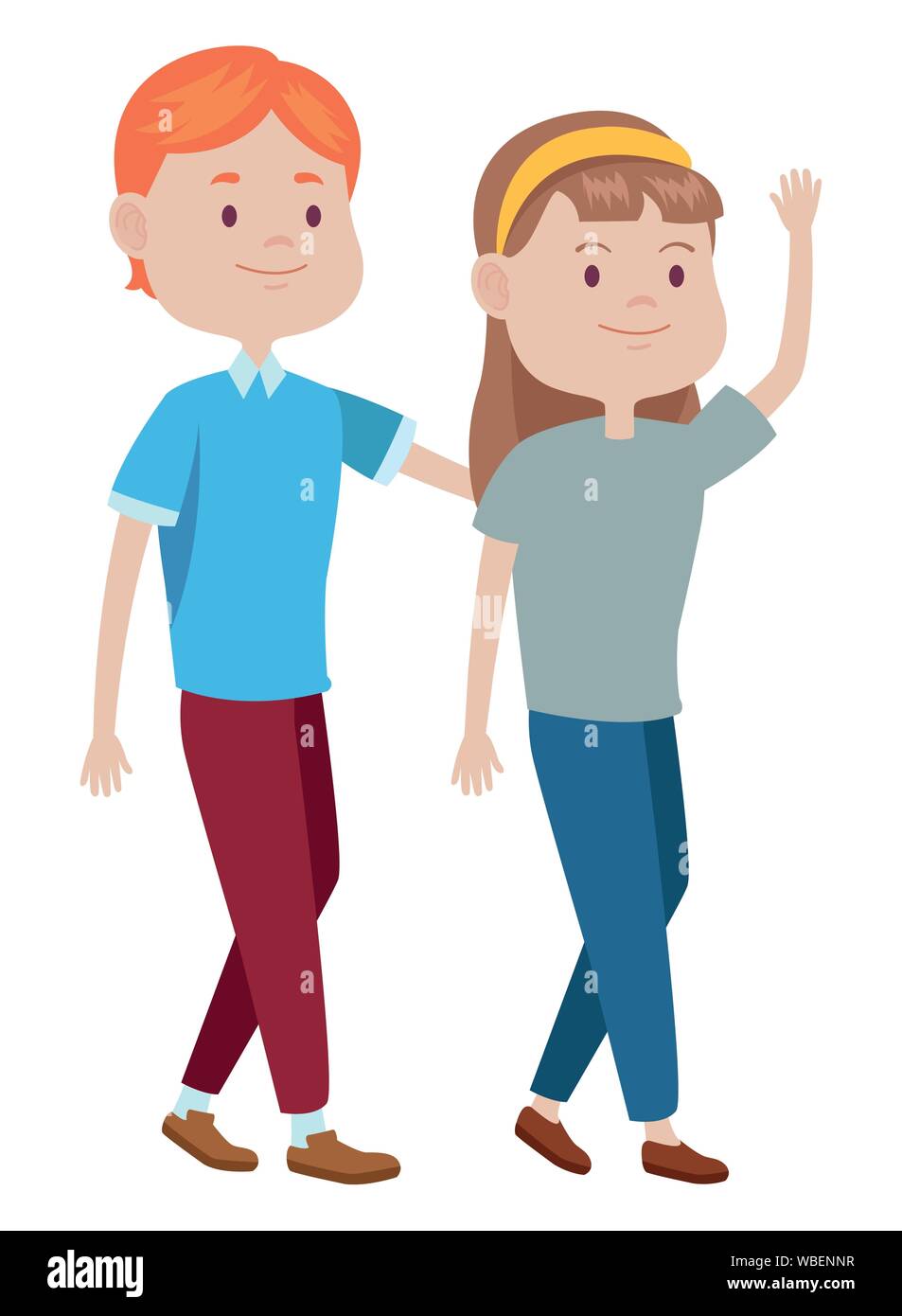 Teenagers friends smiling and greeting cartoons Stock Vector Image ...