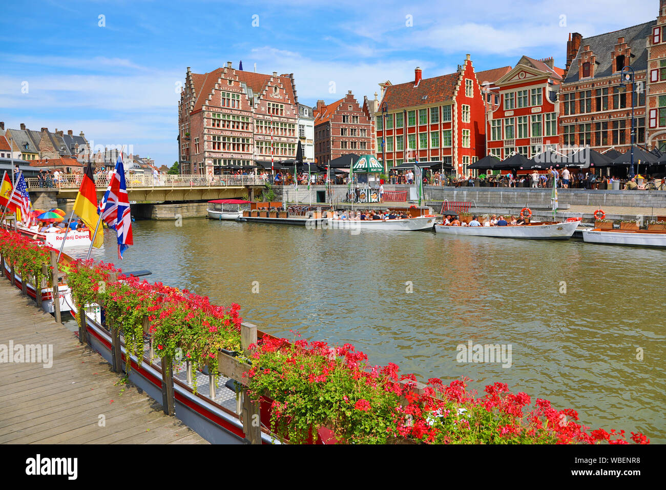 The River Leie and Graslei Quay, Ghent, Belgium Stock Photo - Alamy