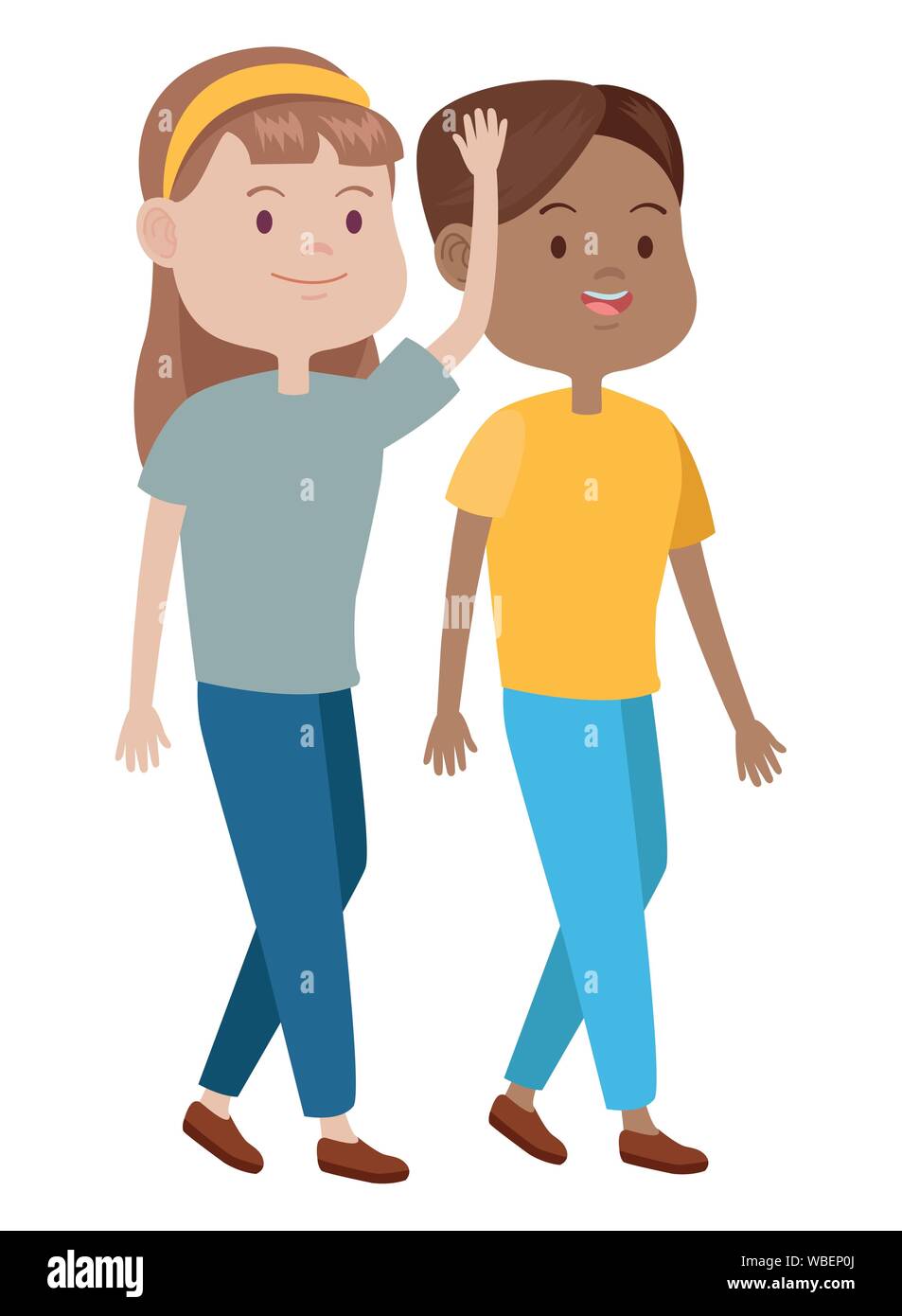 Teenagers friends smiling and greeting cartoons Stock Vector Image ...