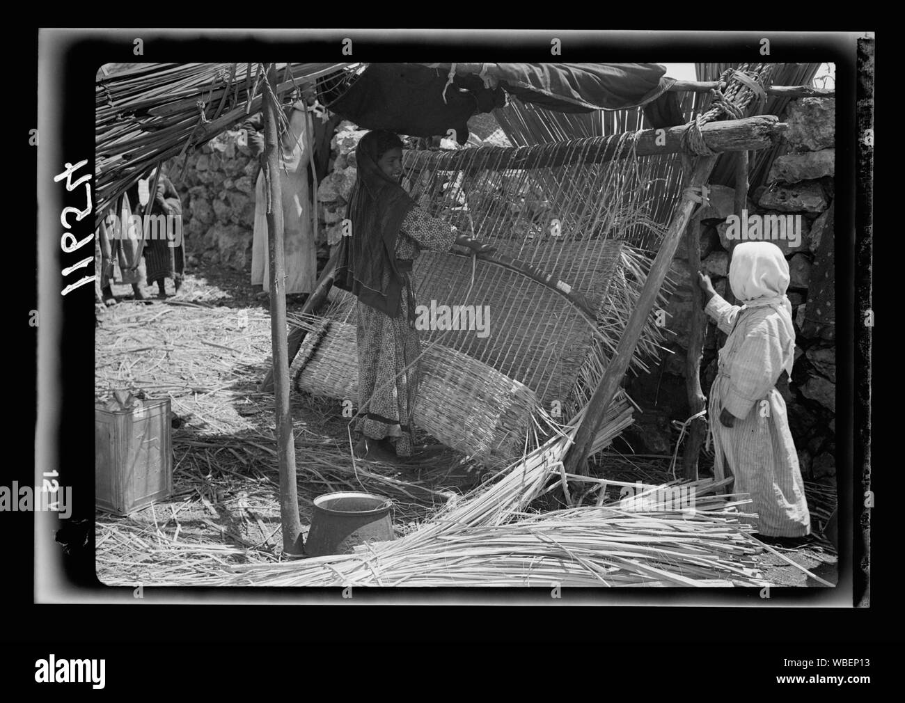 Galilee trip. Huleh District (Lake Merom). Mat weaving from reeds at ...