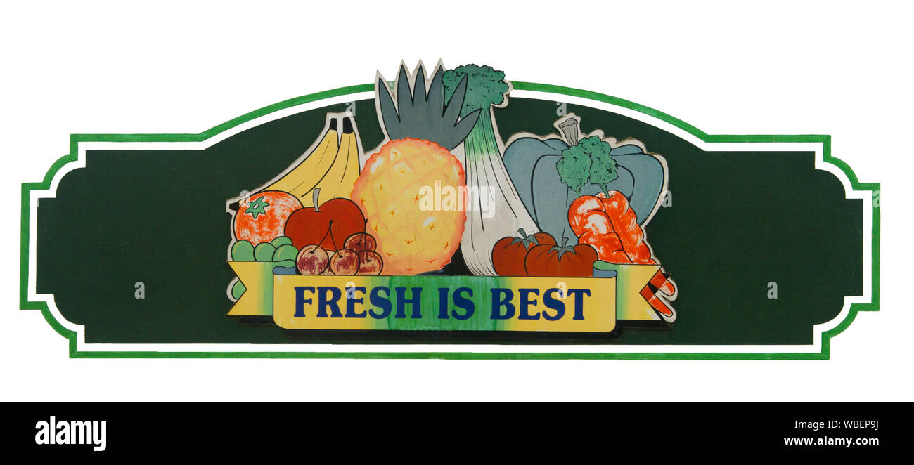 Fresh fruit and vegetable sign - design with colourful collection of ...