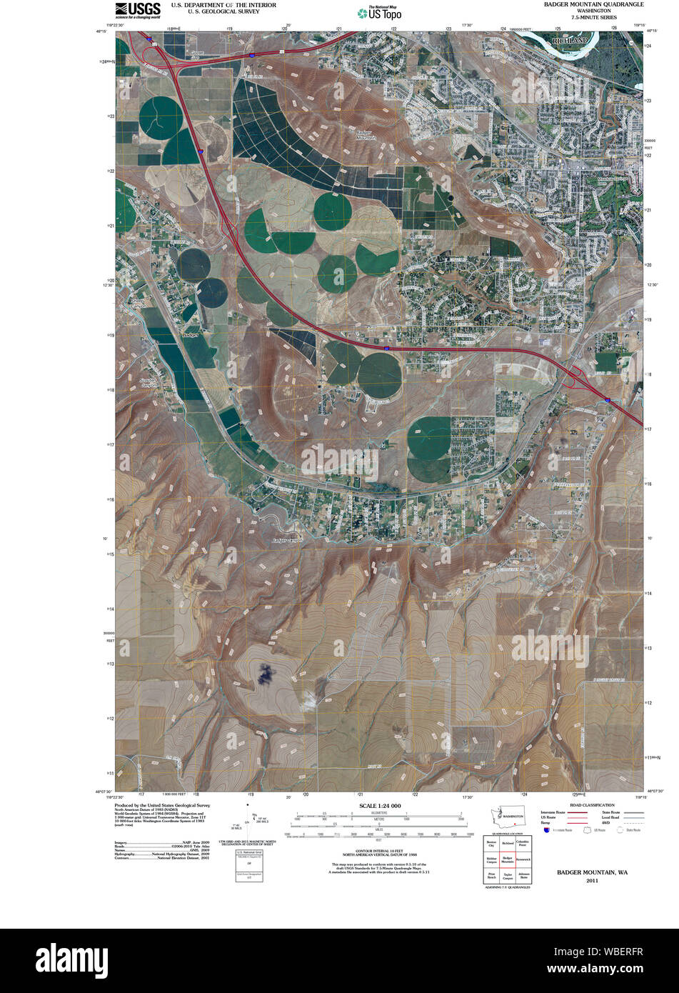 USGS Topo Map Washington State WA Badger Mountain 20110407 TM ...