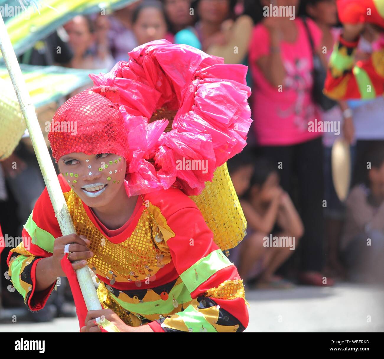 Davao City, Philippines-August 2014: Medium close up of a parade ...