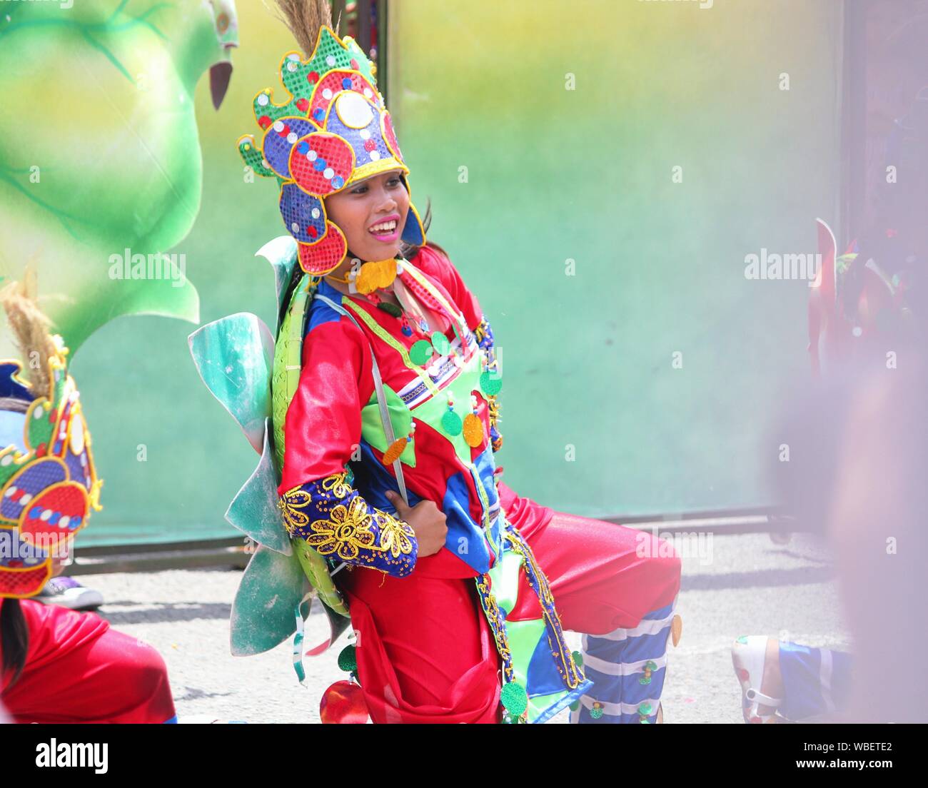 Davao City, Philippines-August 2014: Medium close up of a female street ...