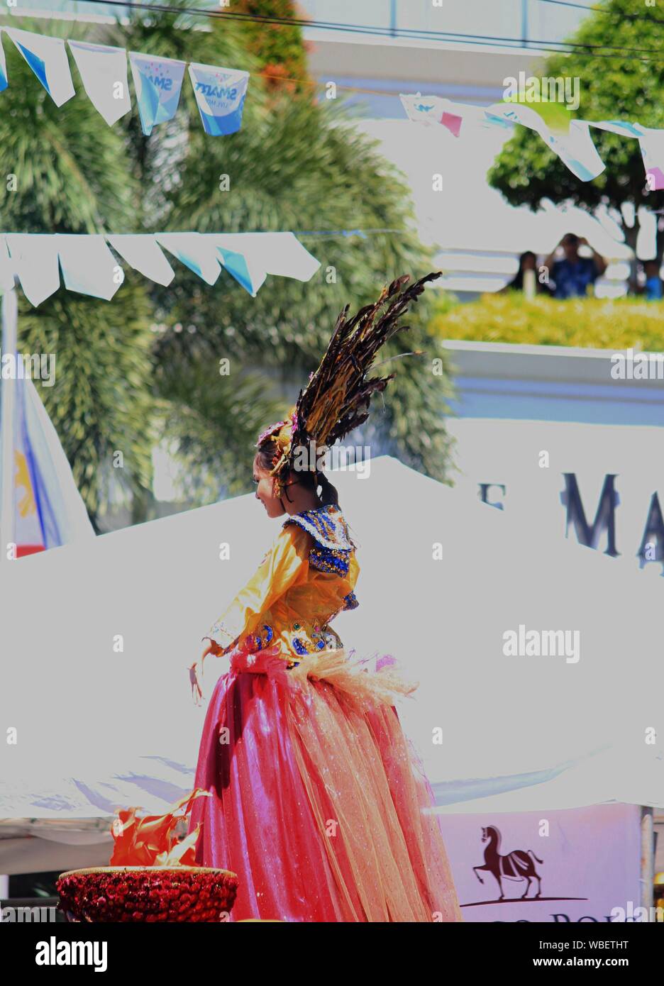 Davao City, Philippines-August 2014: Side view shot of a parade ...