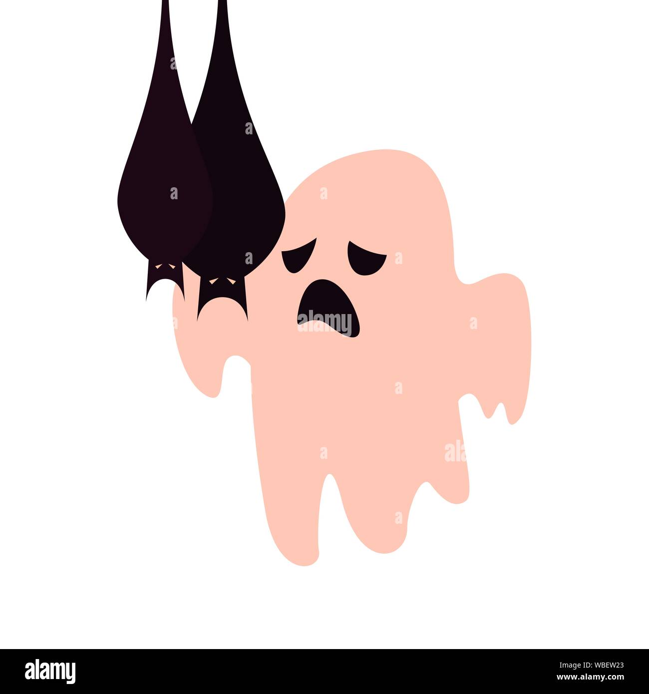 ghost bats happy halloween celebration design vector illustration Stock ...