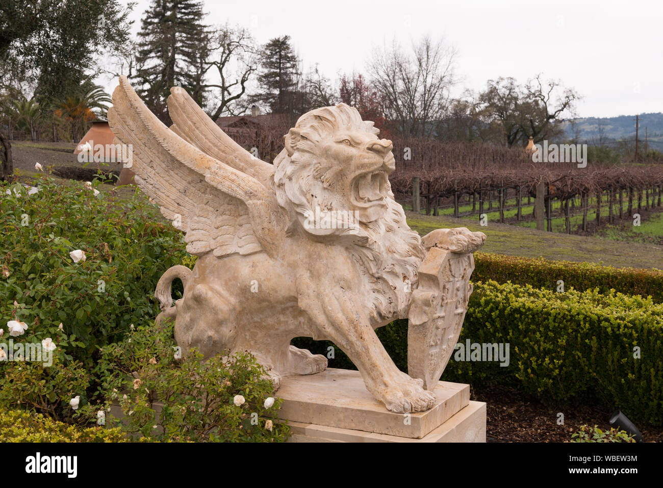 Garden statuary at the Del Dotto Estate Winery and Caves at St. Helena ...