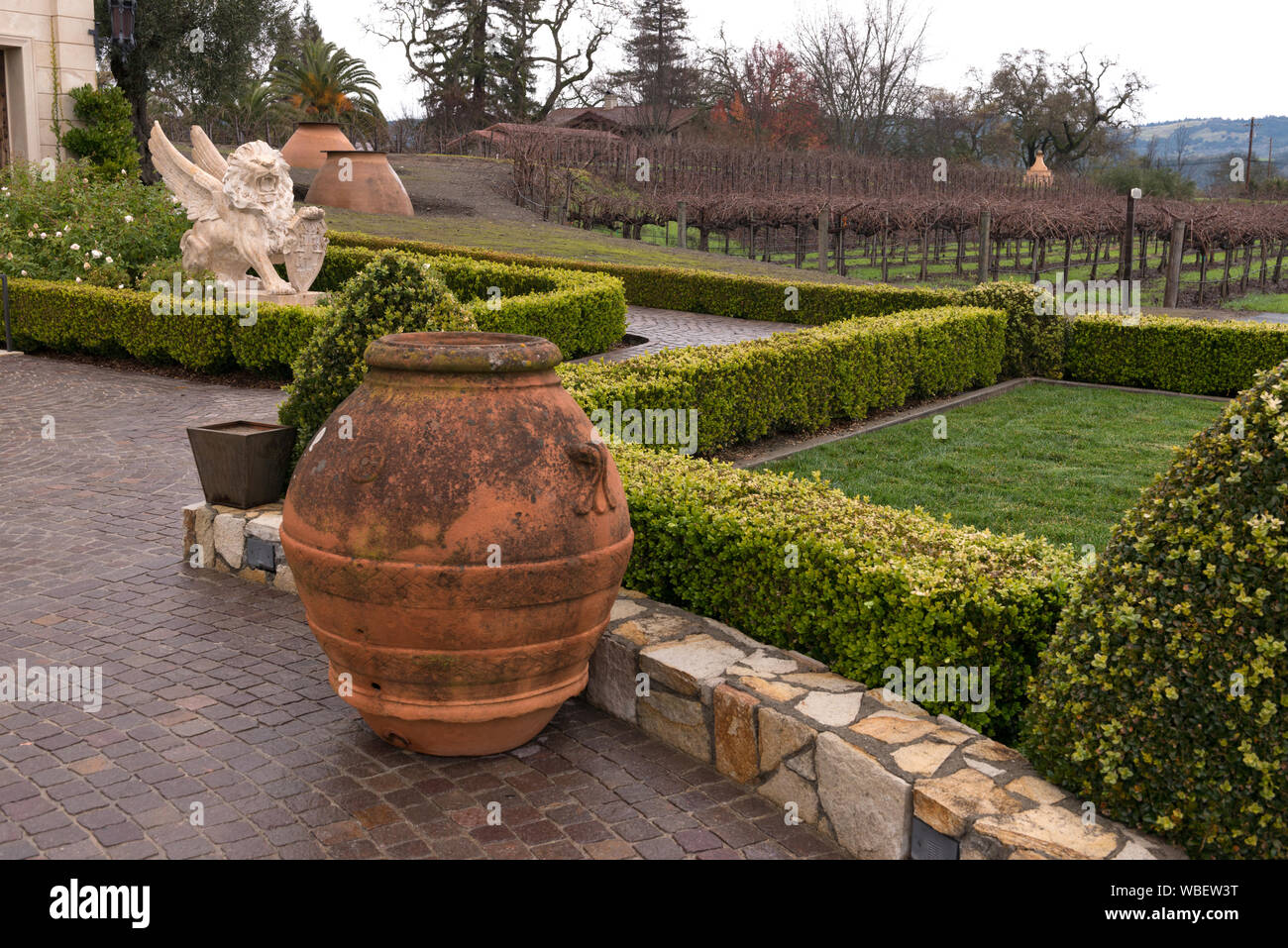 Garden statuary at the Del Dotto Estate Winery and Caves at St. Helena ...