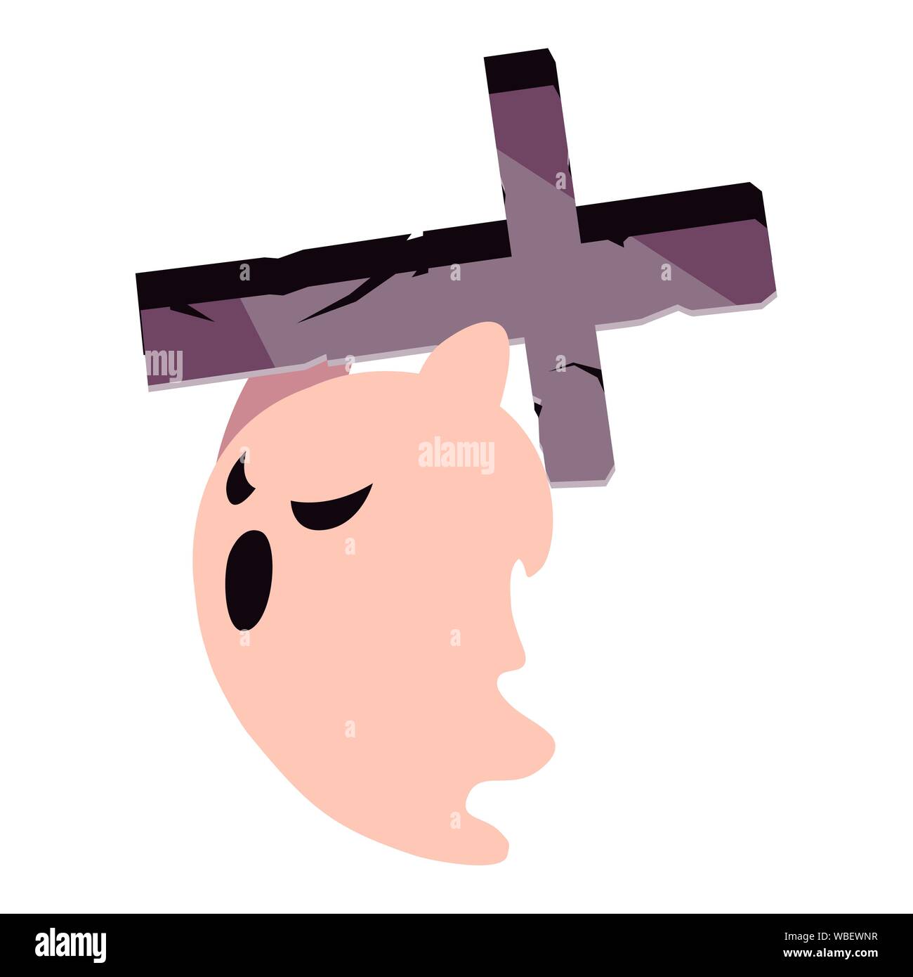 ghost cross happy halloween celebration design vector illustration ...