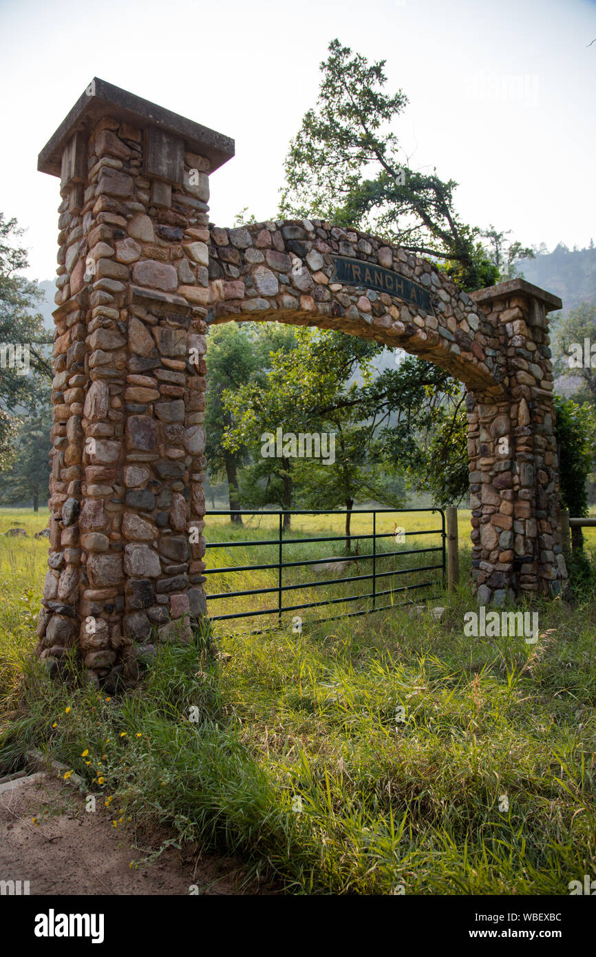 Gateway arch at the Ranch A Education Center, a complex of buildings ...