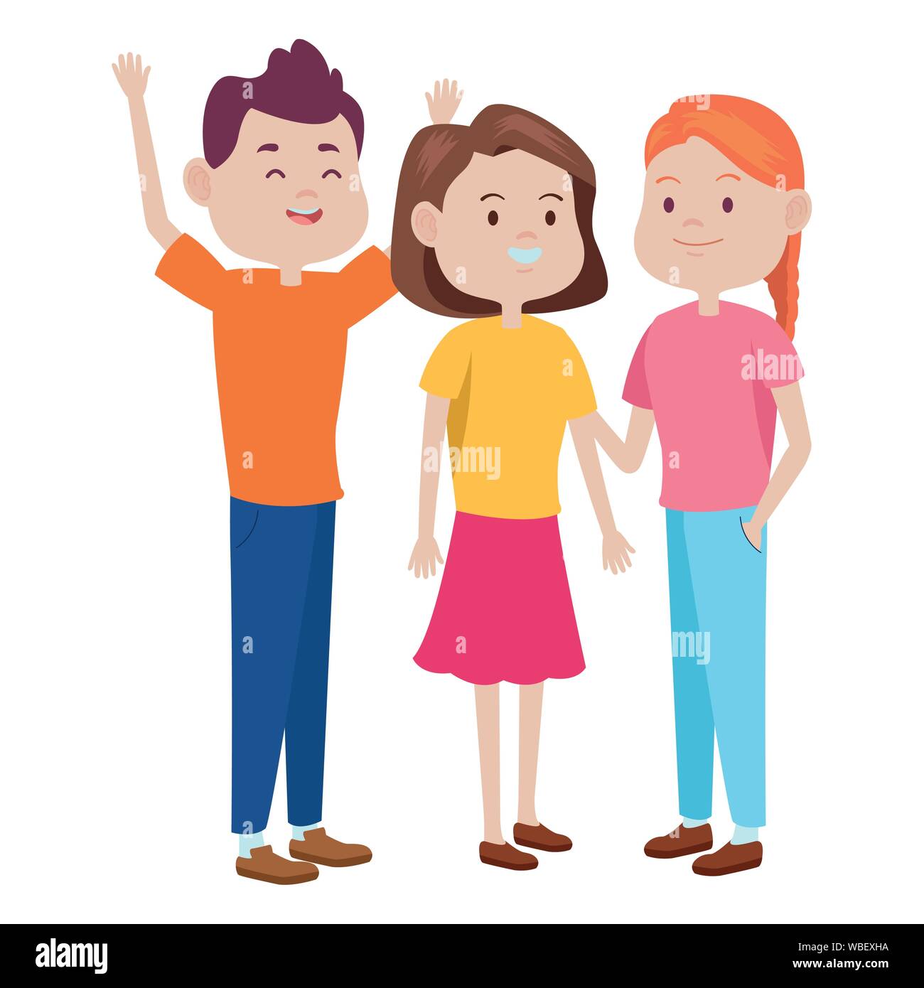 Teenagers friends smiling and greeting cartoons Stock Vector Image ...