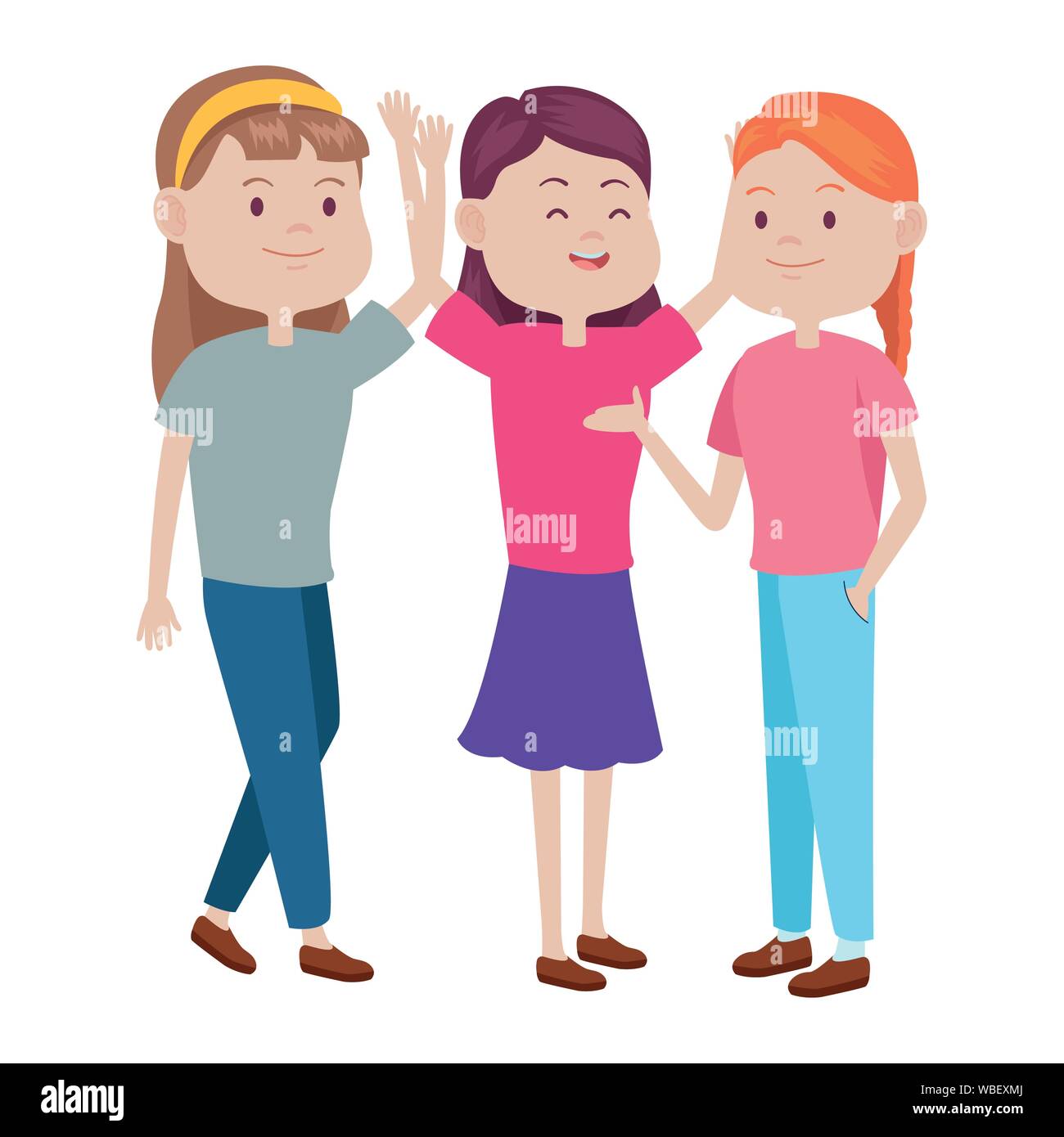 Teenagers friends smiling and greeting cartoons Stock Vector Image ...