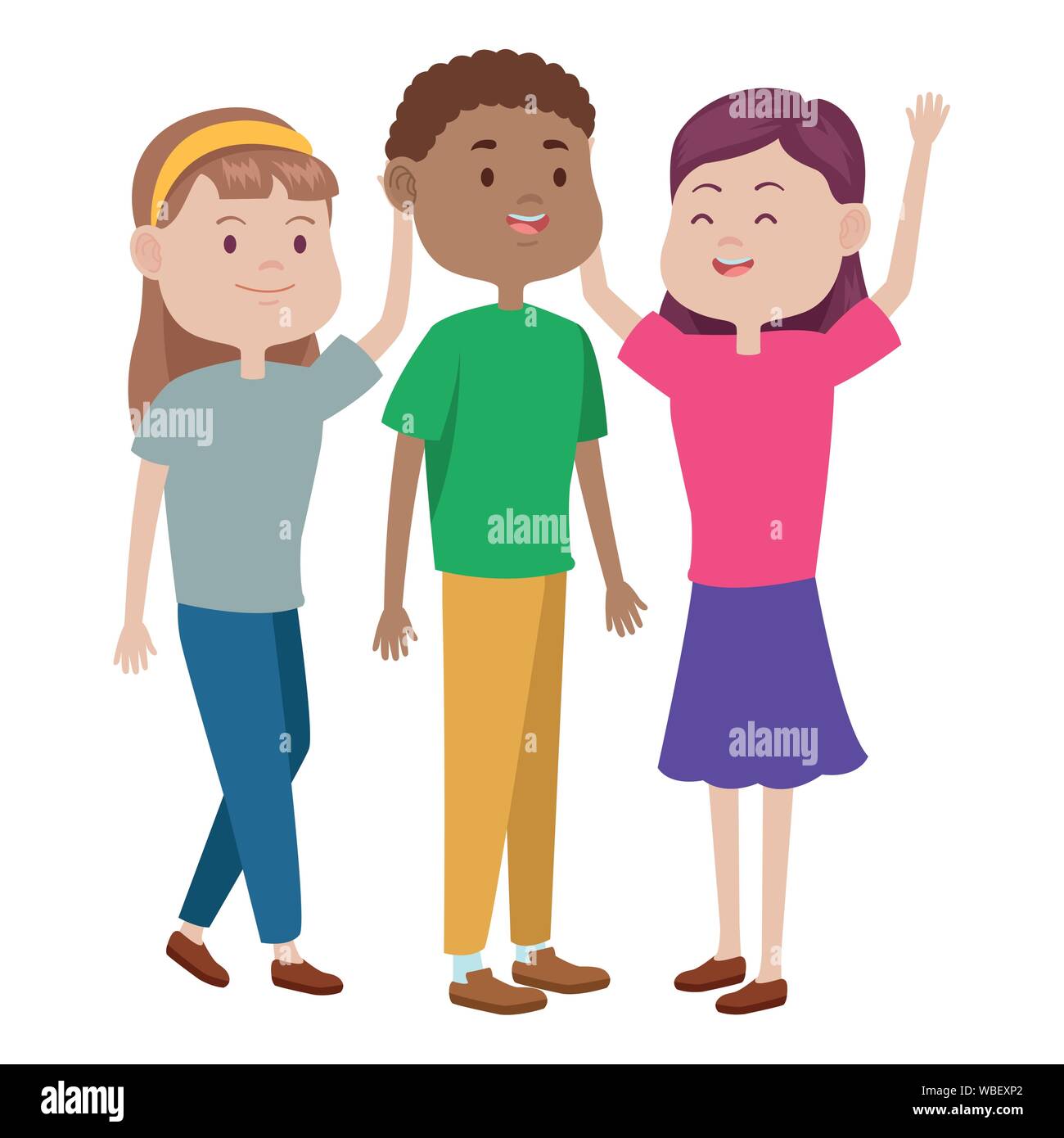 Teenagers friends smiling and greeting cartoons Stock Vector Image ...