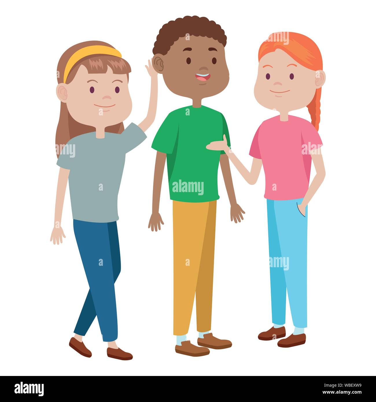 Teenagers friends smiling and greeting cartoons Stock Vector Image ...