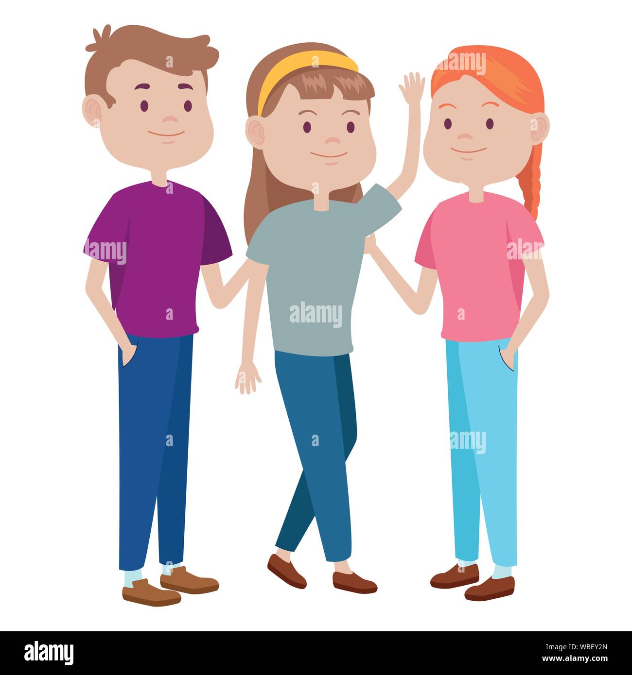 Teenagers friends smiling and greeting cartoons Stock Vector Image ...