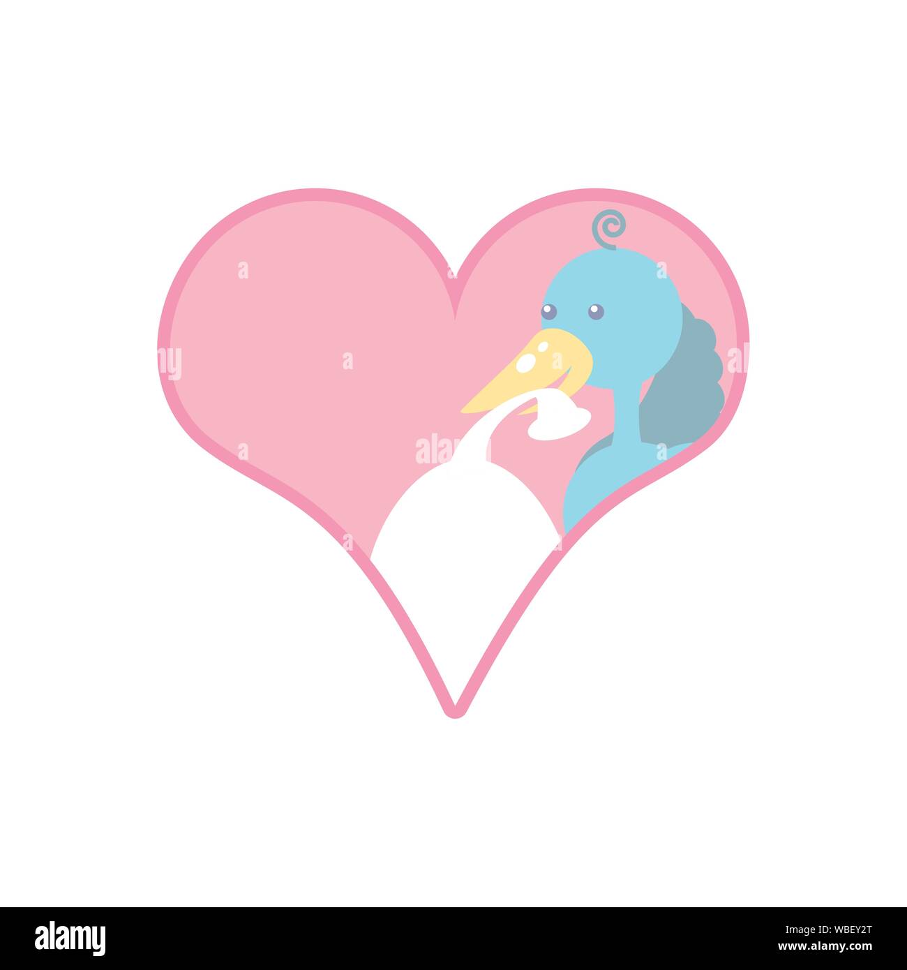 cute stork animal in heart shape frame vector illustration design Stock ...