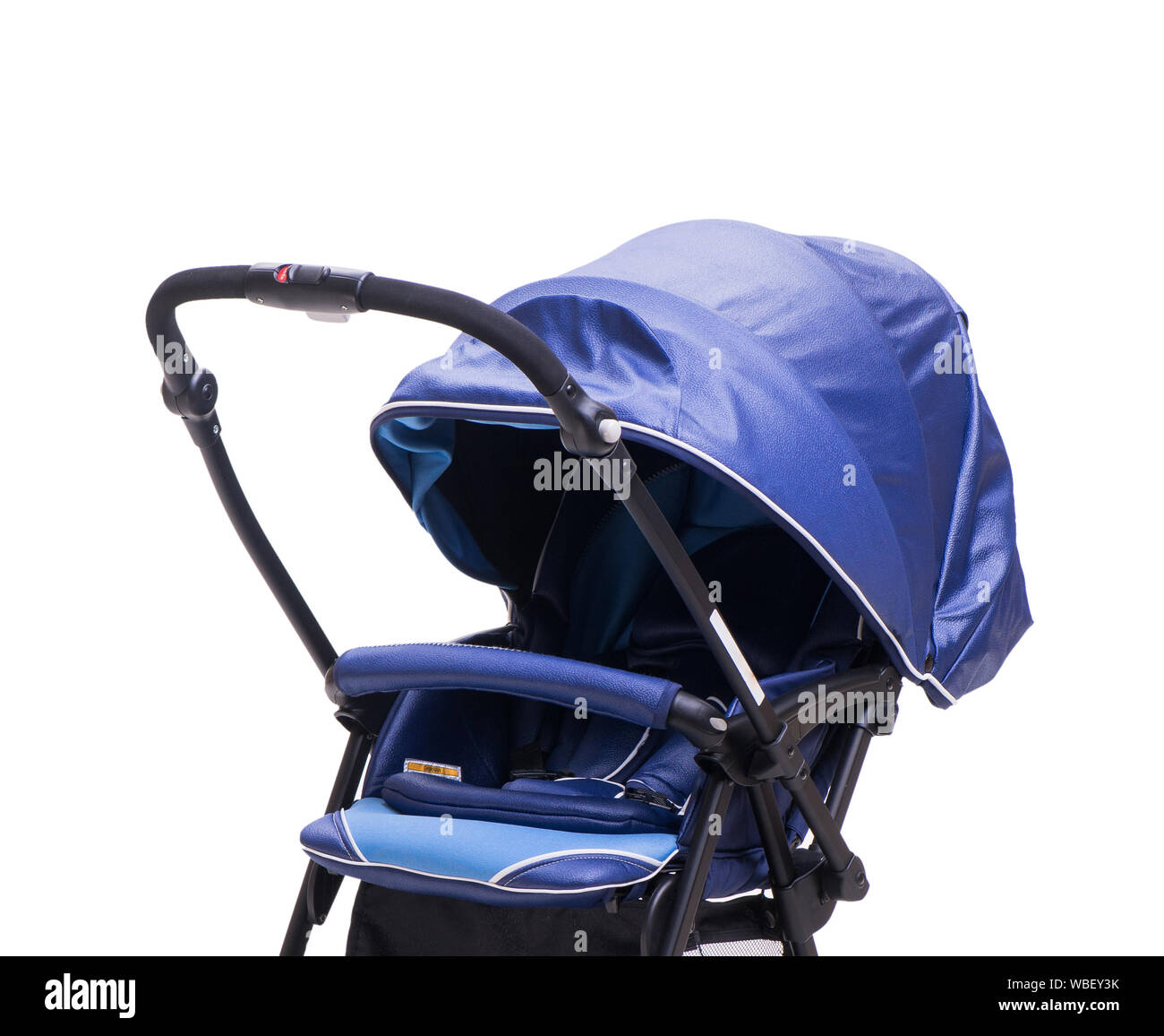 The blue pushchair isolated on white background Stock Photo - Alamy