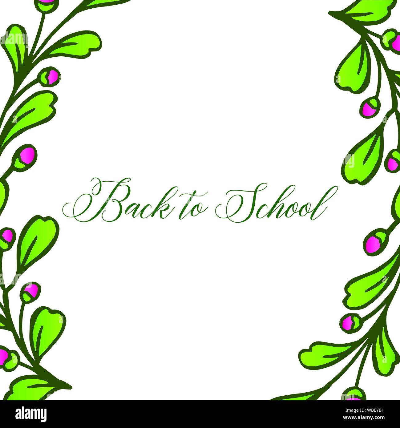 Back to school card design with texture abstract purple flower frame ...