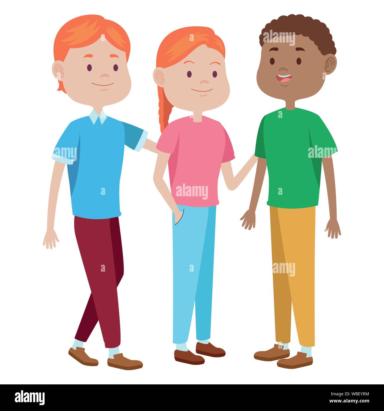 Teenagers friends smiling and greeting cartoons Stock Vector Image ...