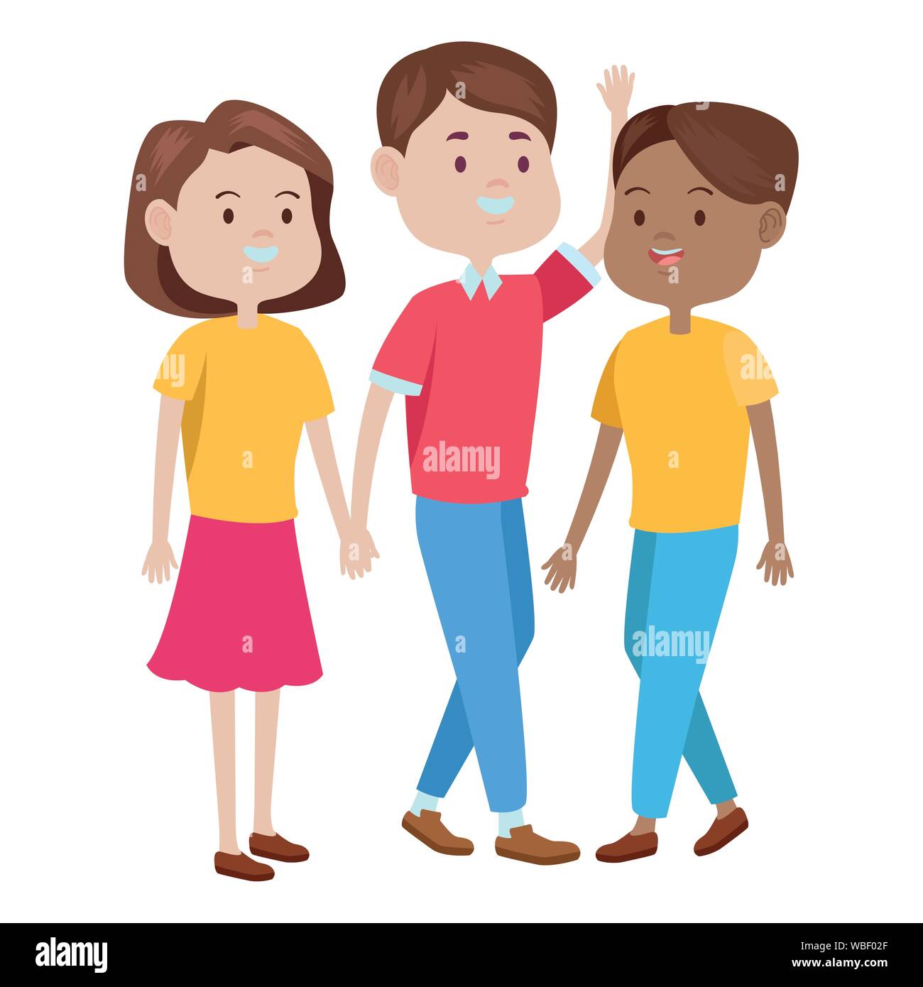 Teenagers friends smiling and greeting cartoons Stock Vector Image ...