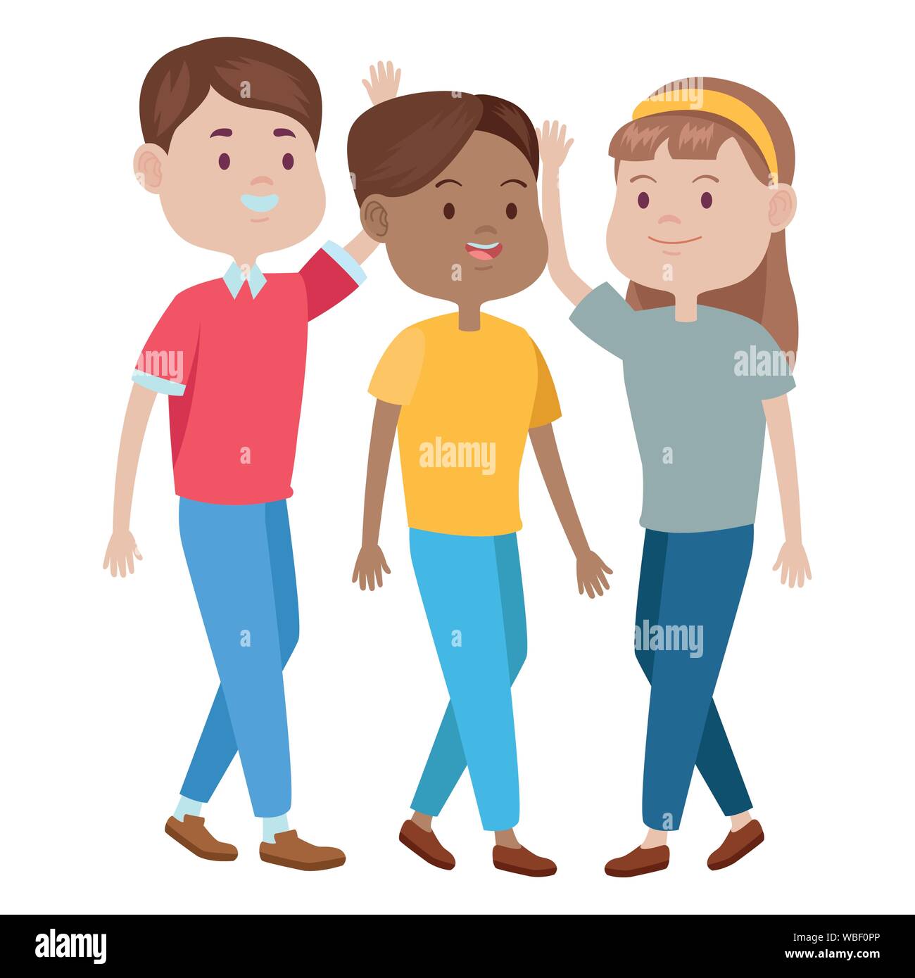 Teenagers friends smiling and greeting cartoons Stock Vector Image ...