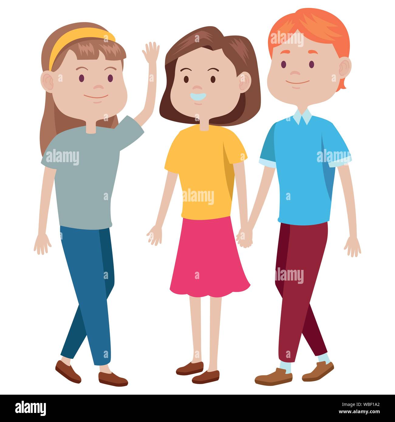 Teenagers friends smiling and greeting cartoons Stock Vector Image ...