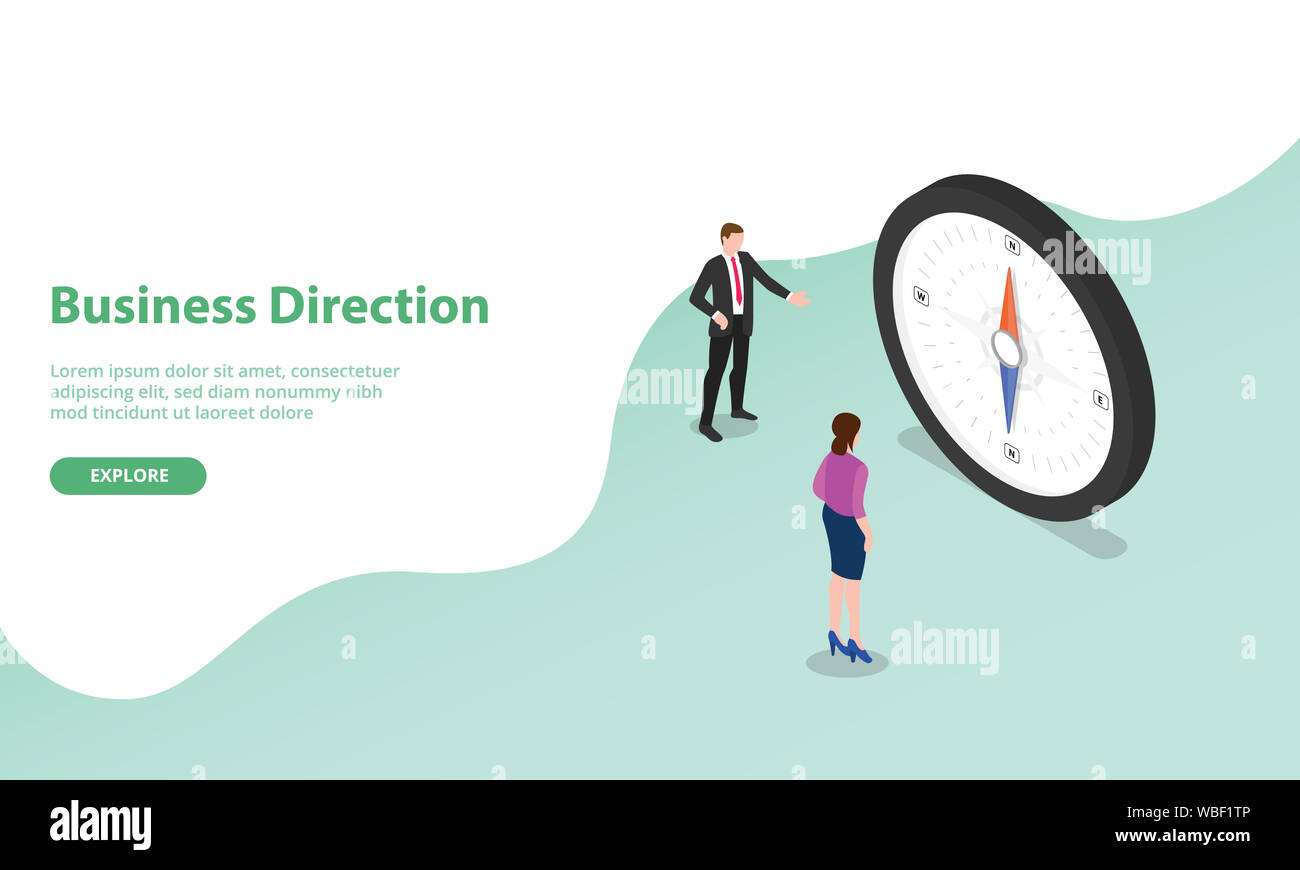 business direction discussion with compass as symbol with isometric ...