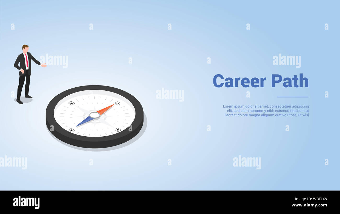 career path with business man and compass direction for website ...